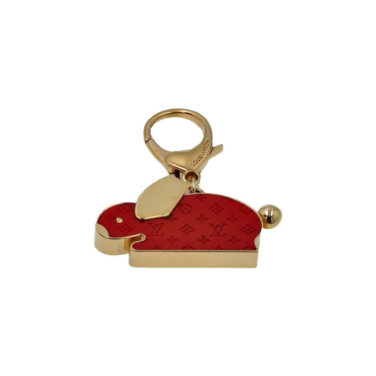 LOUIS VUITTON Rabbit Bag Charm Red/Gold Tone | Luxity