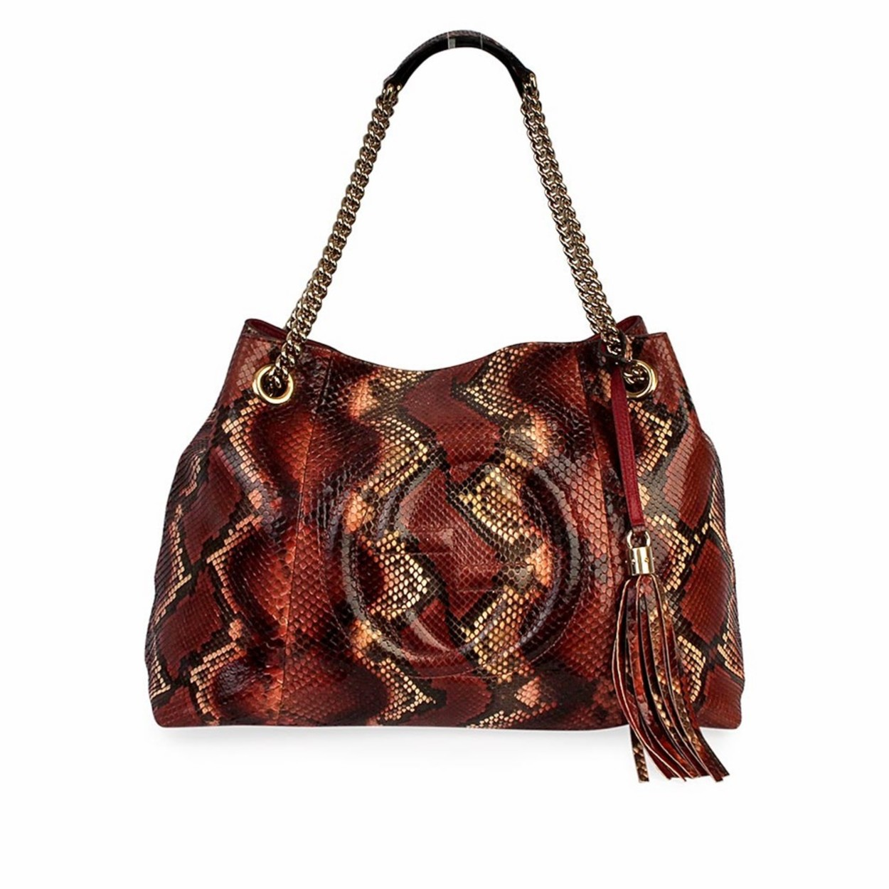 GUCCI Python Skin Soho Tote Red | Luxity