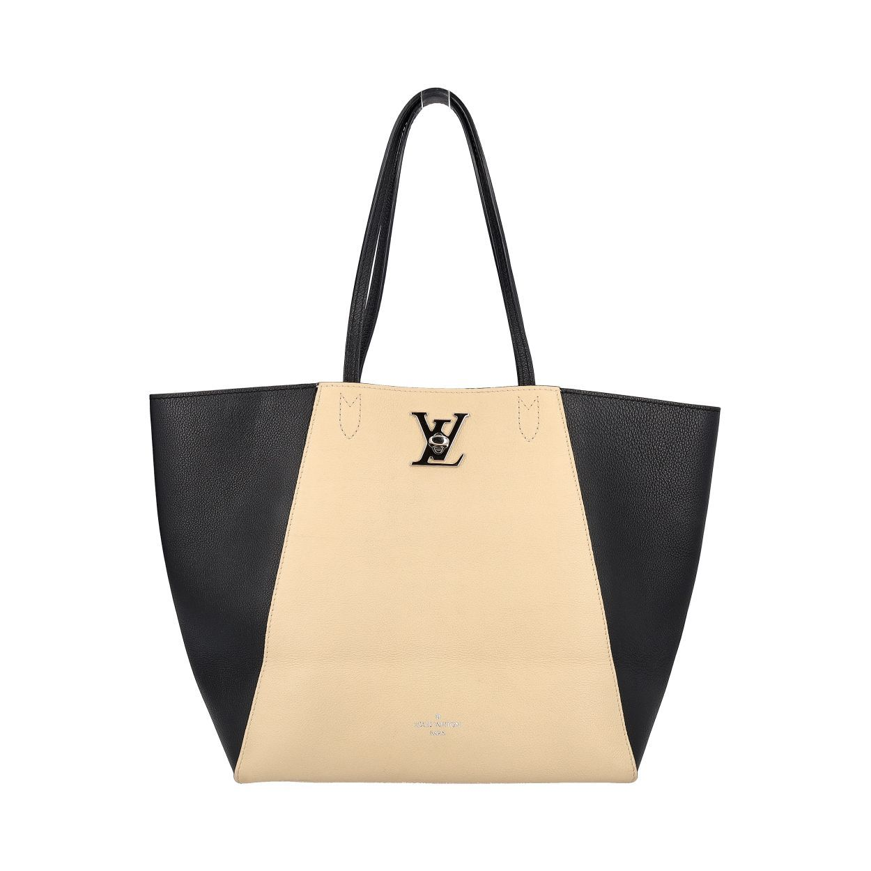 LOUIS VUITTON Leather Lockme Cabas Vanille/Noir | Luxity