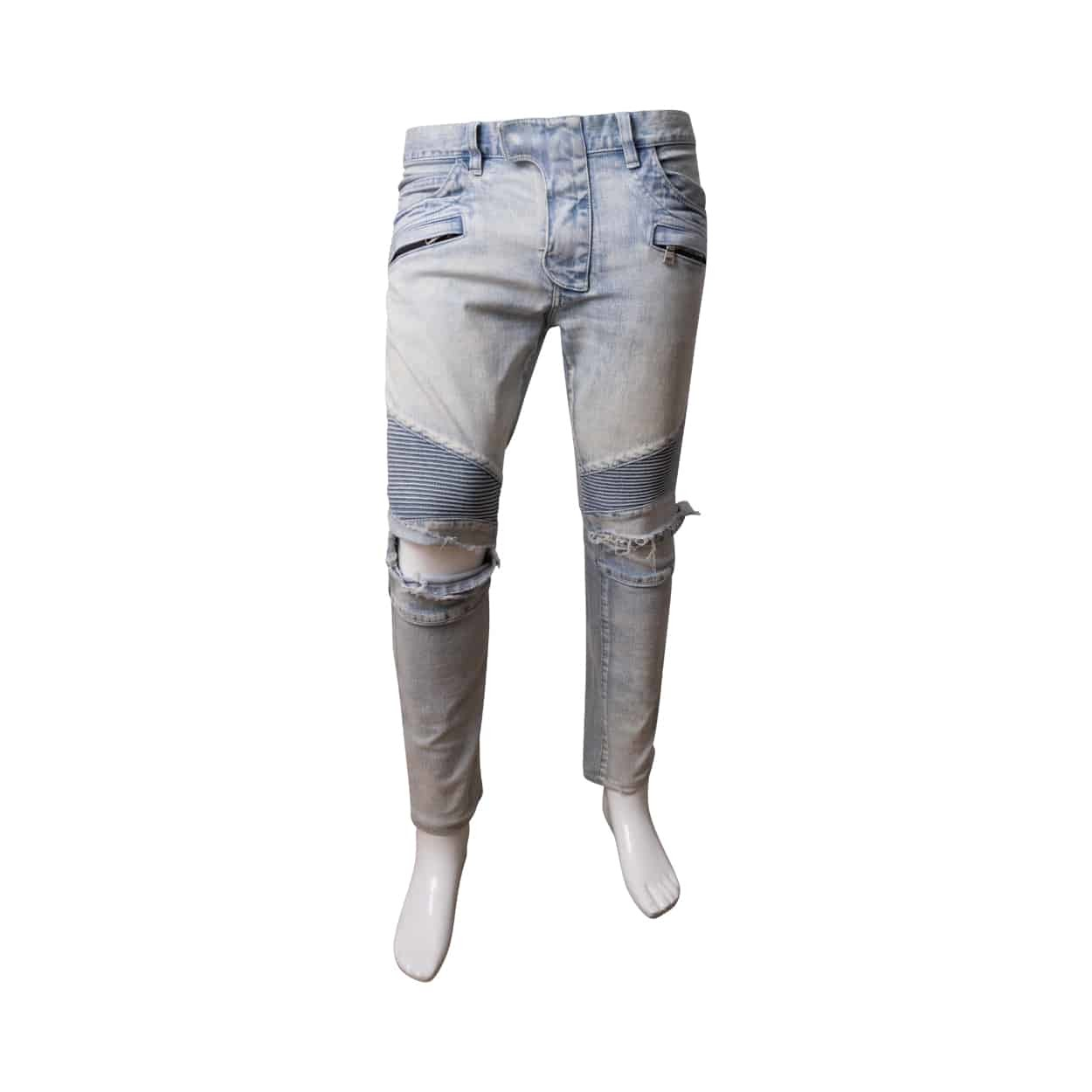 BALMAIN Denim Distressed Jeans Blue | Luxity