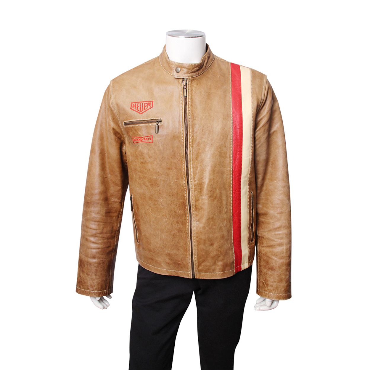TAG HEUER Leather Grand Prix Jacket Tan | Luxity