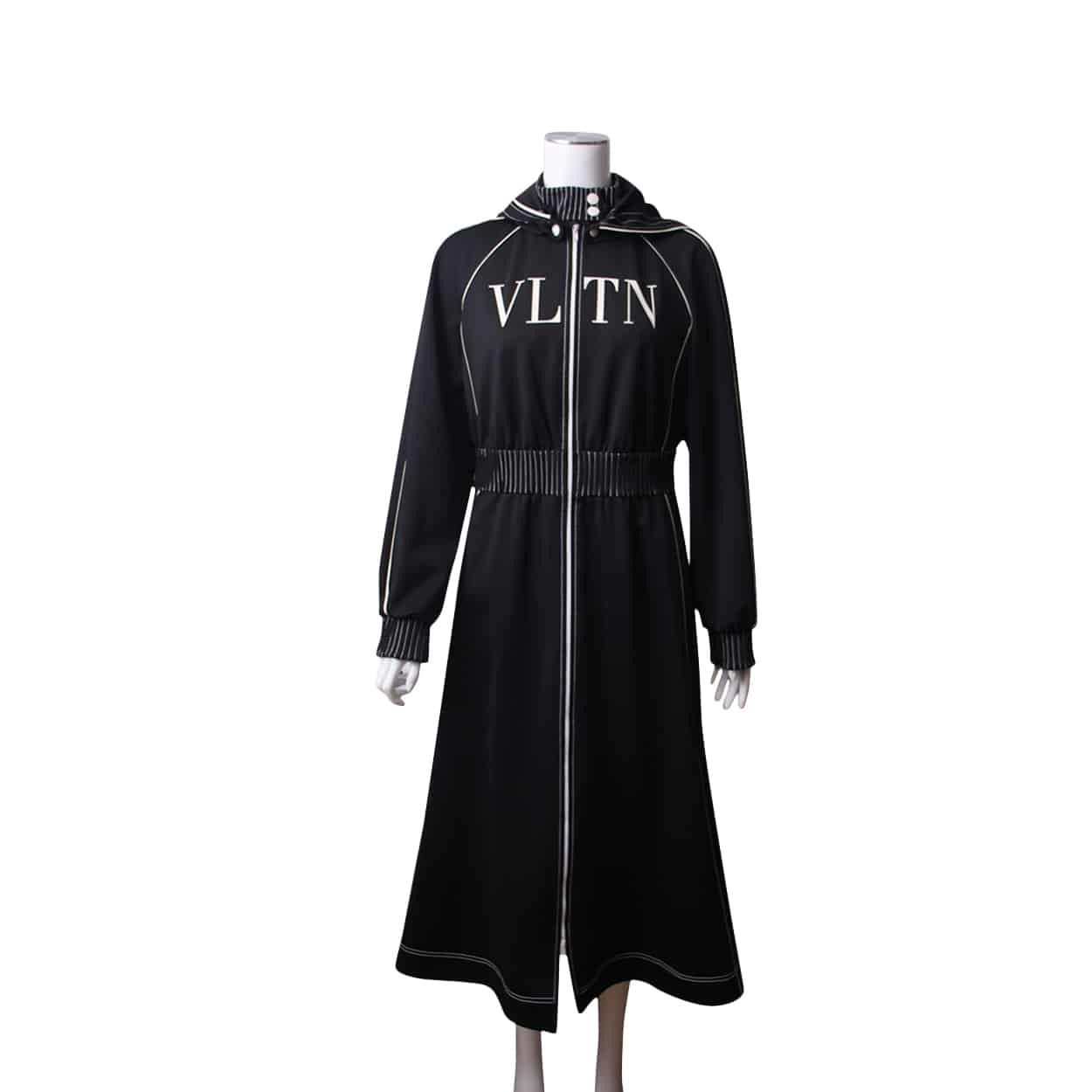 VALENTINO Polyester Hooded Track Dress Black | Luxity