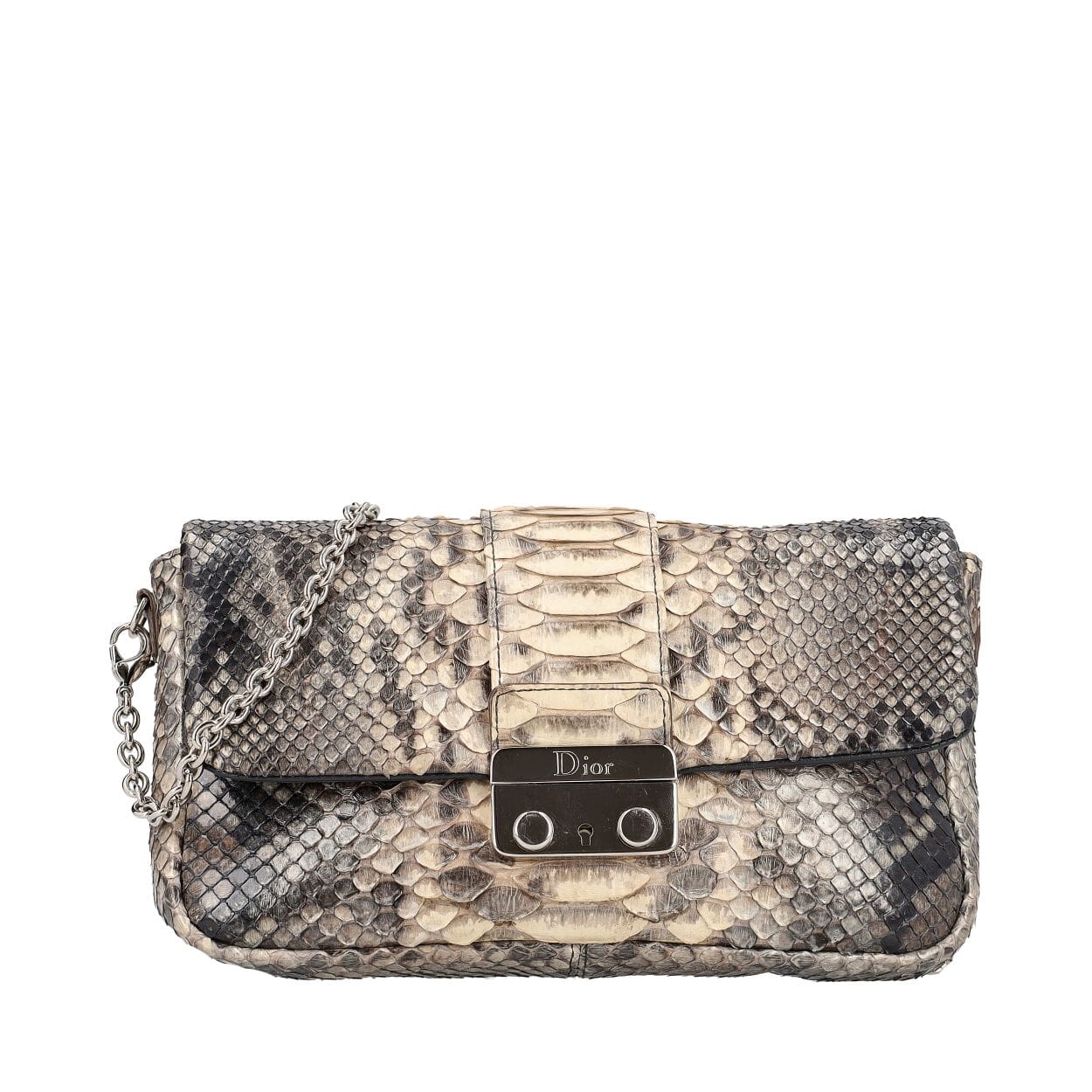 CHRISTIAN DIOR Python Miss Dior Chain Wallet Grey | Luxity