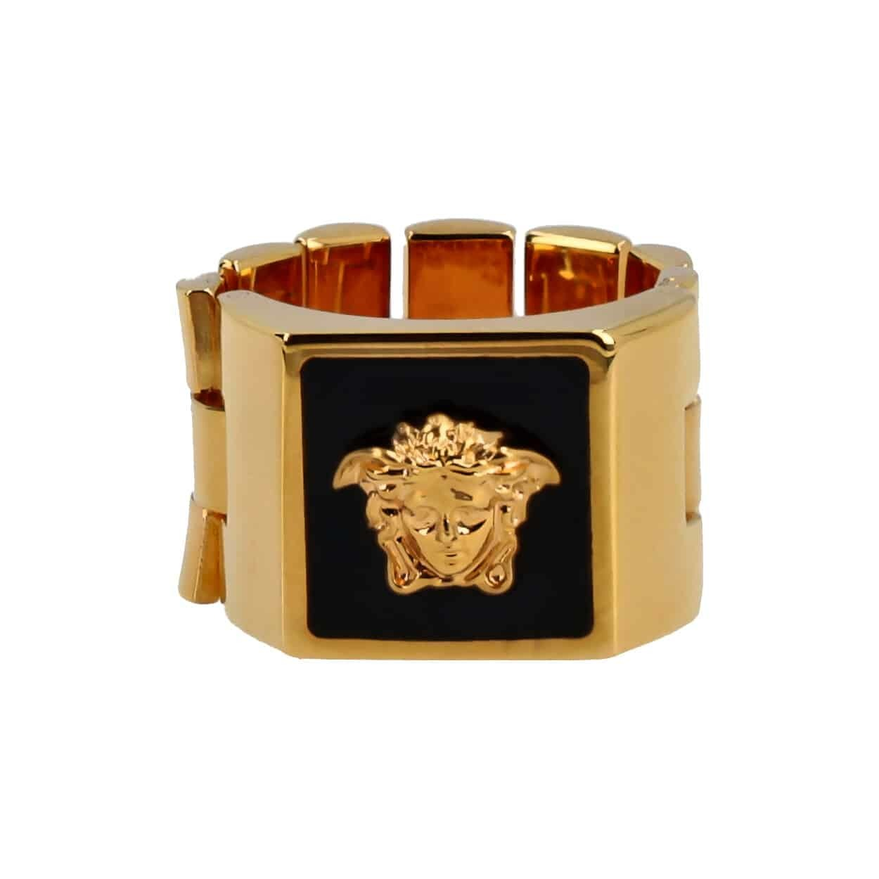 VERSACE Enamel Medusa Ring Gold Tone | Luxity