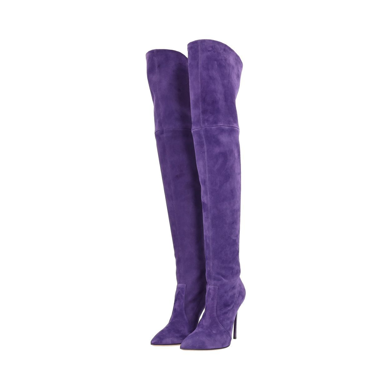 CASADEI Suede Over The Knee Blade Boots Purple | Luxity