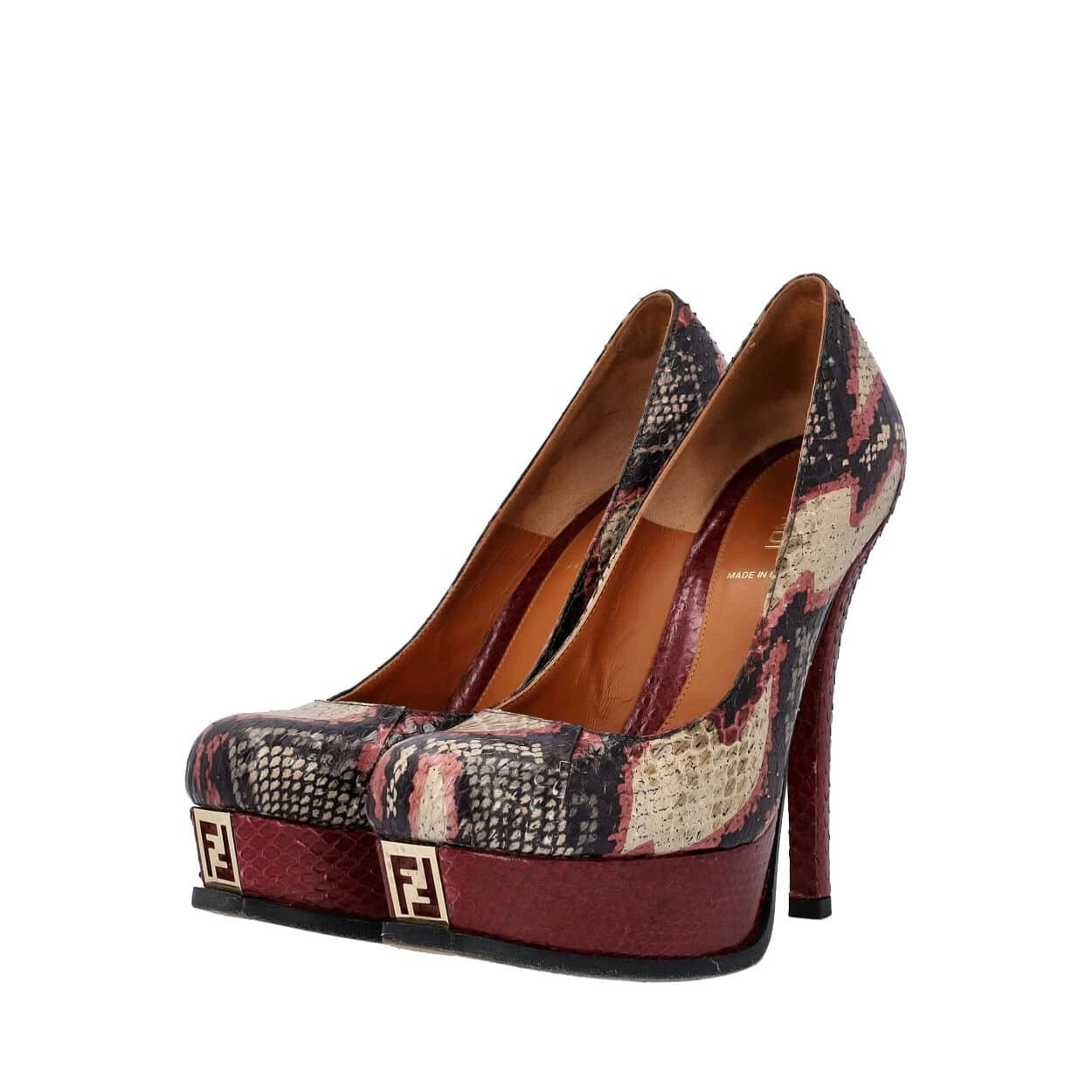 FENDI Python Fendista Platform Pumps Purple | Luxity