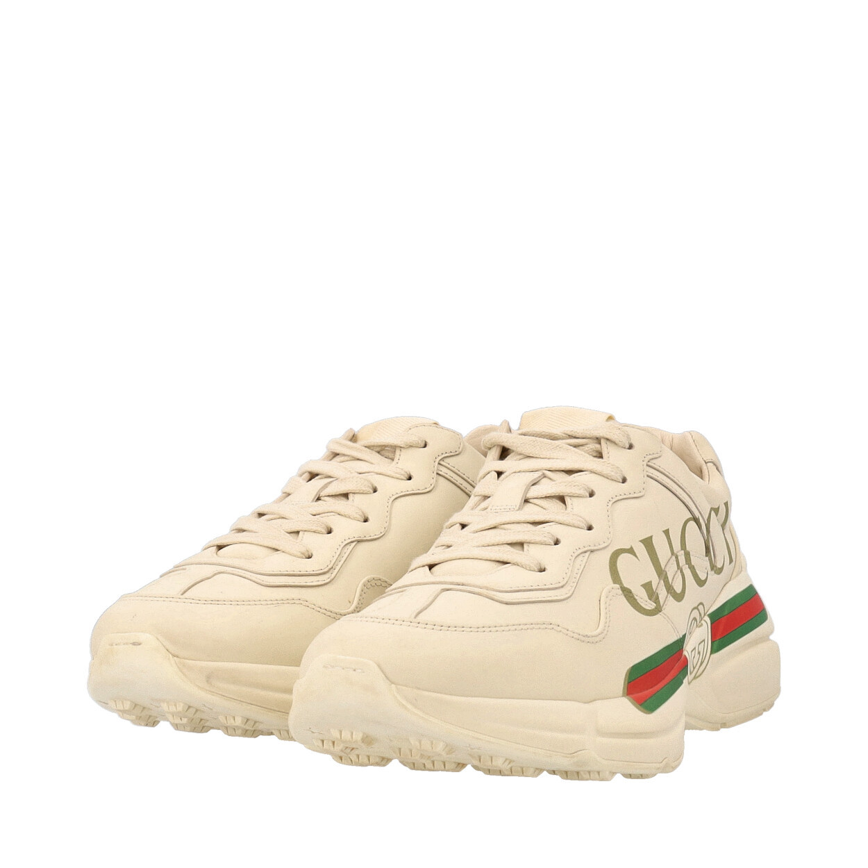GUCCI Leather Rhyton Sneakers Ivory | Luxity