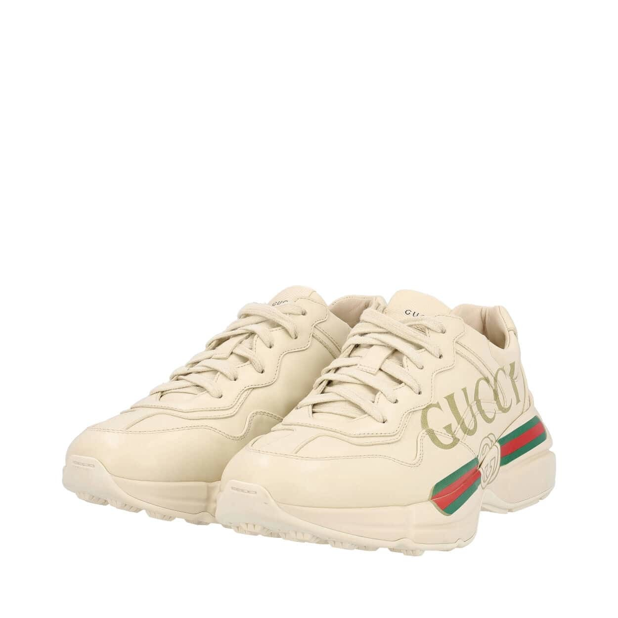 GUCCI Leather Rhyton Logo Sneakers Ivory | Luxity