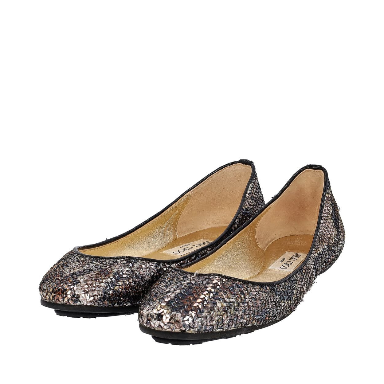 JIMMY CHOO Sequin Ballerina Flats Bronze | Luxity
