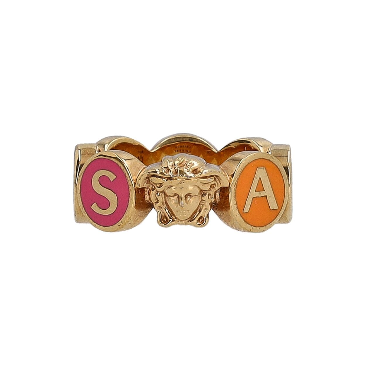 VERSACE Enamel Logo Ring Multicolour/Gold Tone | Luxity