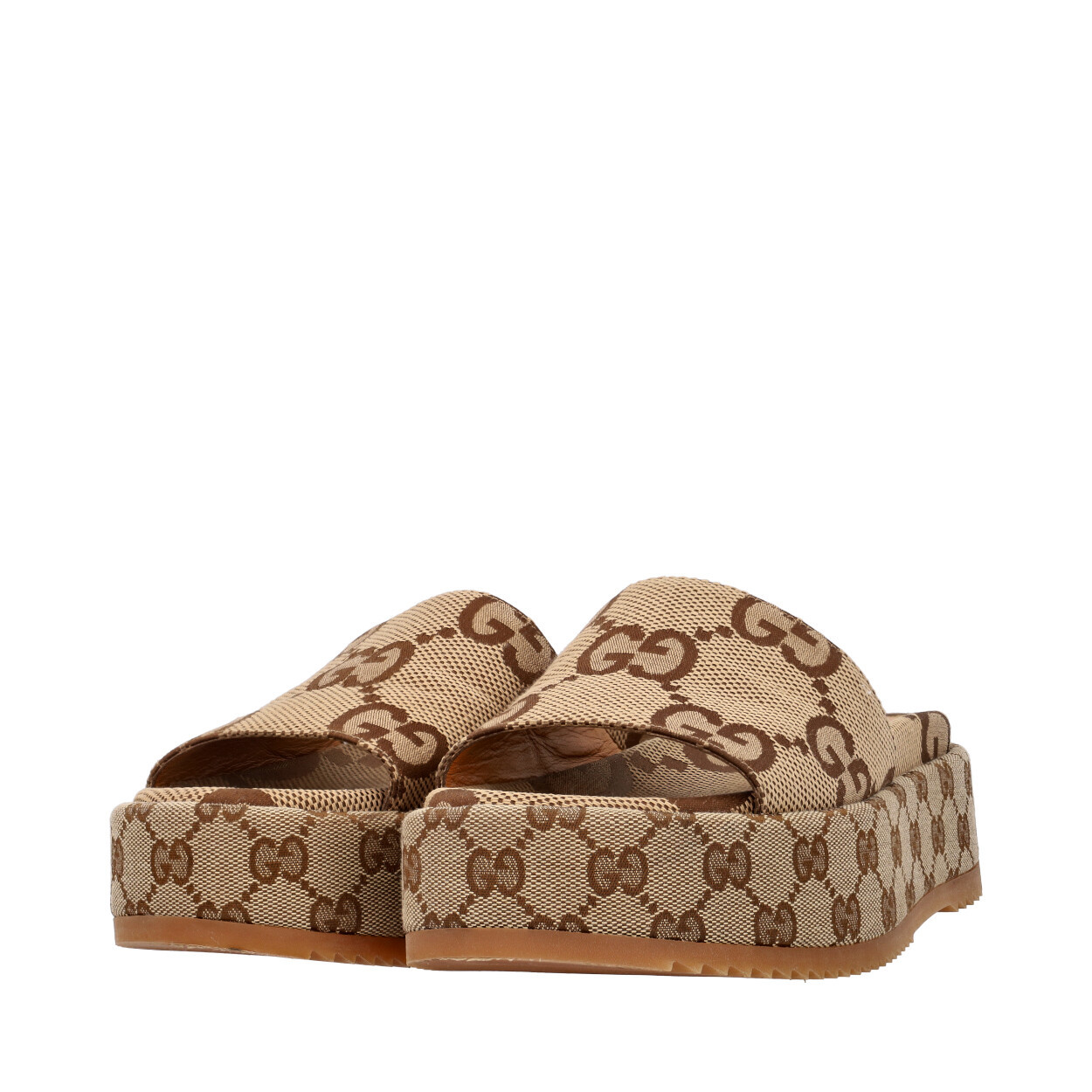 GUCCI Platform Slides Beige/Ebony | Luxity