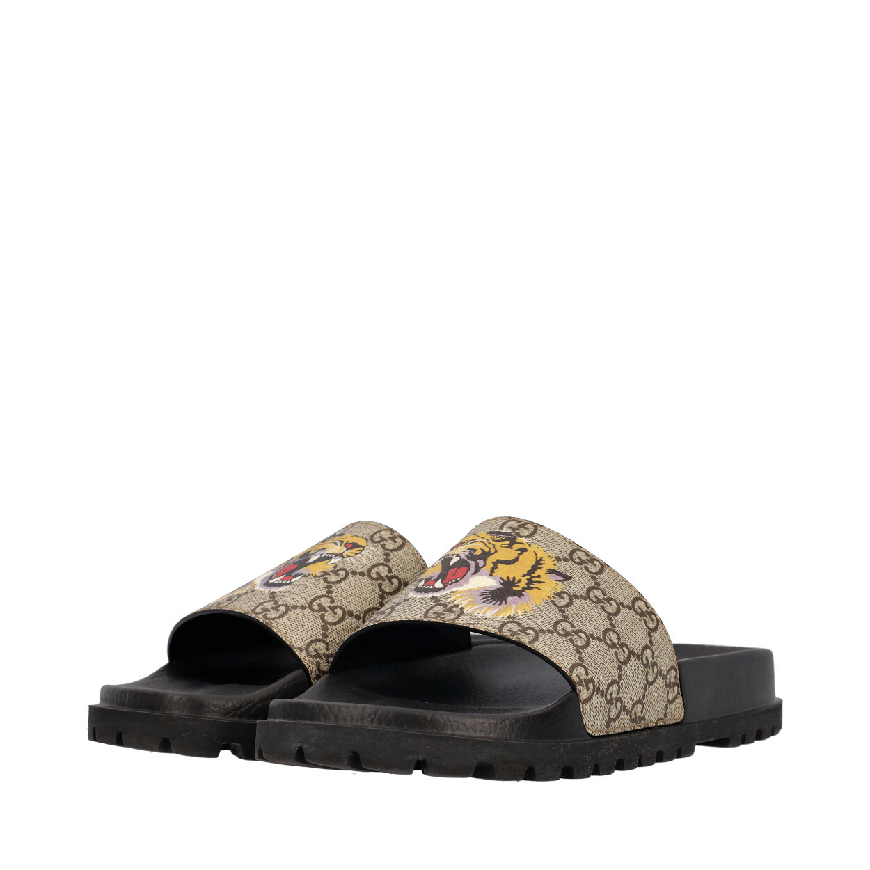 GUCCI Supreme Tiger Slides Beige | Luxity