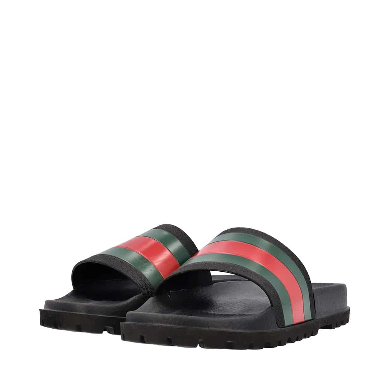 GUCCI Rubber Web Slides Black | Luxity