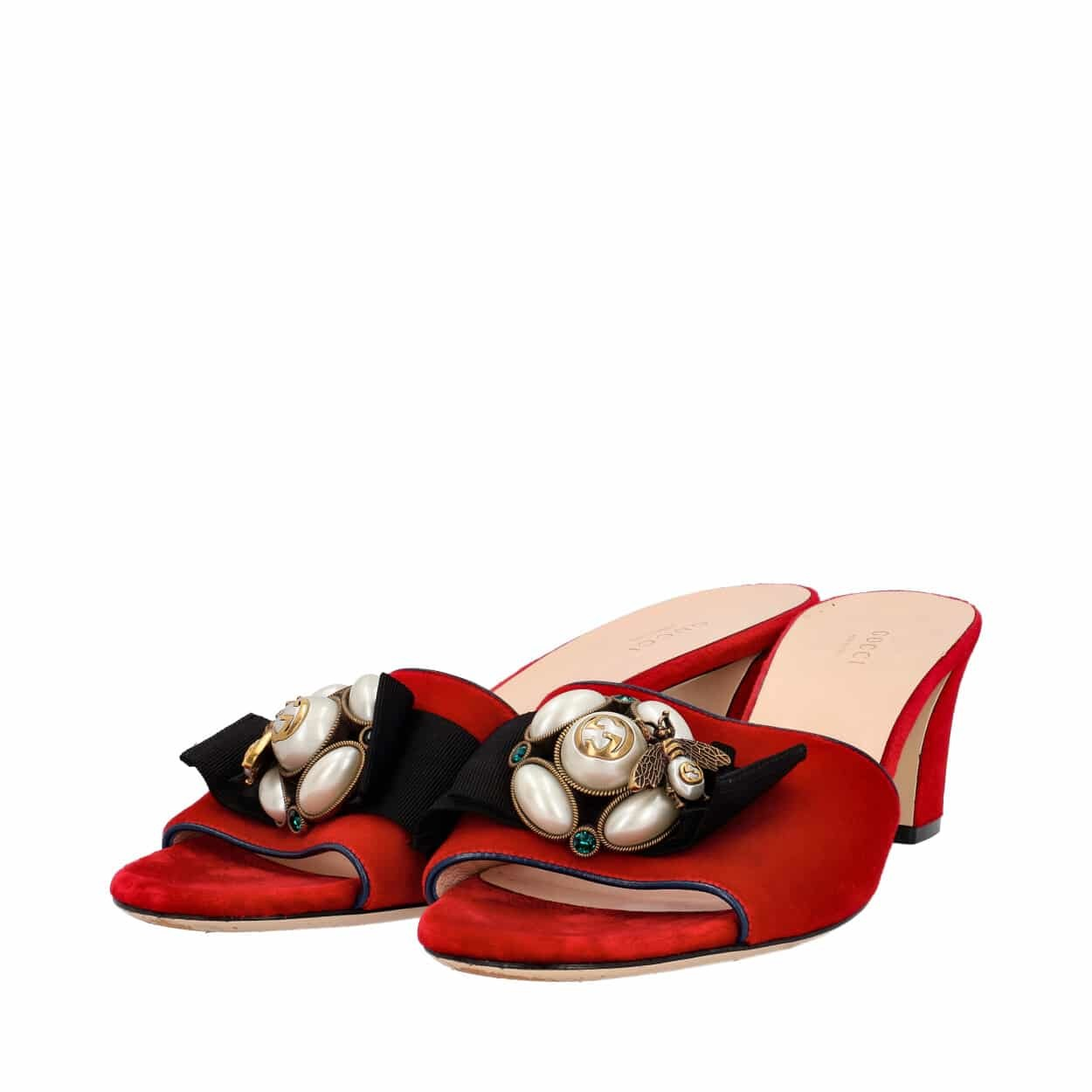 GUCCI Velvet Mules Red | Luxity