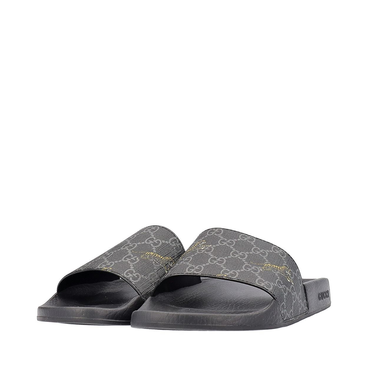 GUCCI Supreme GG Tiger Slides Grey | Luxity