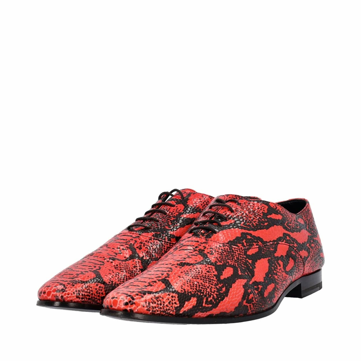 SAINT LAURENT Snakeskin Derby Shoes Red/Black | Luxity